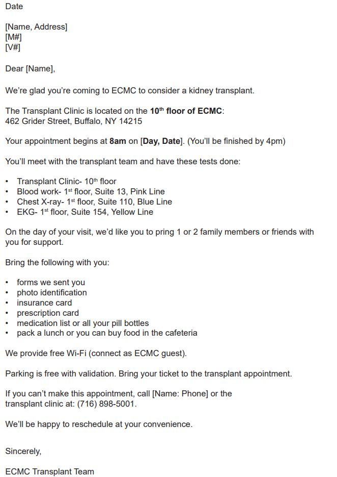 Sample Patient Letters - Transplantinfo.com